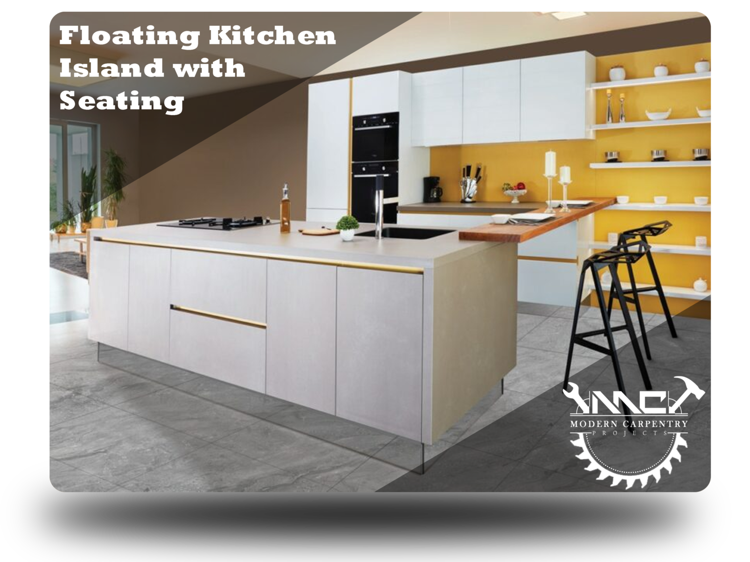 Floating Kitchen Island with Seating - Modern Carpentry LLC